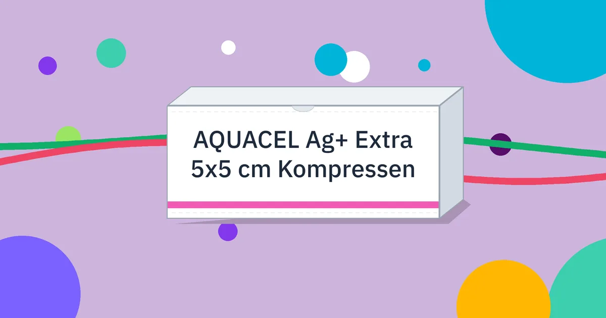 Symbolbild: Packung mit der Aufschrift AQUACEL Ag+ Extra 5x5 cm Kompressen (PZN 19294079) – Verfügbarkeit und Bezug in Apotheken in Frankfurt am Main