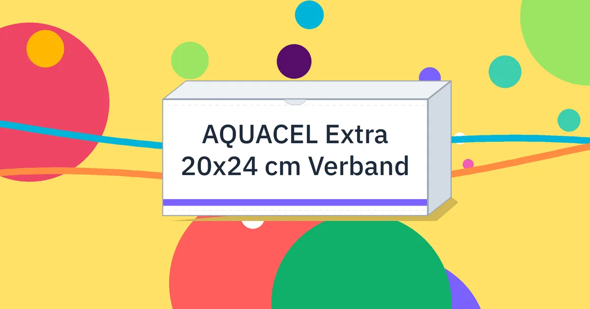 Symbolbild: Packung mit der Aufschrift AQUACEL Extra 20x24 cm Verband (PZN 20365850) – Verfügbarkeit und Bezug in Apotheken in Frankfurt am Main
