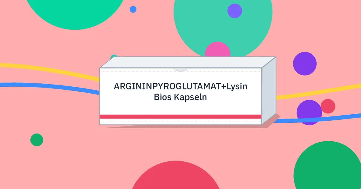 Symbolbild: Packung mit der Aufschrift ARGININPYROGLUTAMAT+Lysin Bios Kapseln (PZN 10523302) – Verfügbarkeit und Bezug in Apotheken in Frankfurt am Main