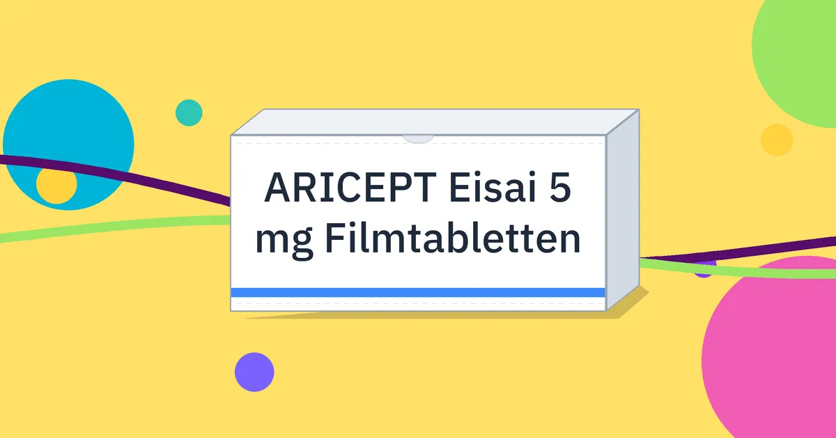 Symbolbild: Packung mit der Aufschrift ARICEPT Eisai 5 mg Filmtabletten (PZN 08490512) – Verfügbarkeit und Bezug in Apotheken in Frankfurt am Main