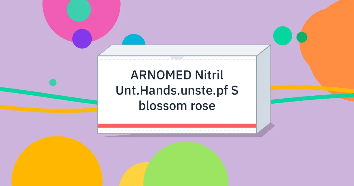 Symbolbild: Packung mit der Aufschrift ARNOMED Nitril Unt.Hands.unste.pf S blossom rose (PZN 18136875) – Verfügbarkeit und Bezug in Apotheken in Frankfurt am Main