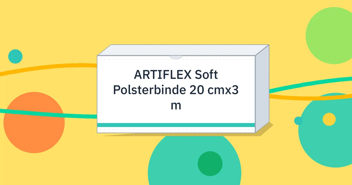 Symbolbild: Packung mit der Aufschrift ARTIFLEX Soft Polsterbinde 20 cmx3 m (PZN 12654847) – Verfügbarkeit und Bezug in Apotheken in Frankfurt am Main
