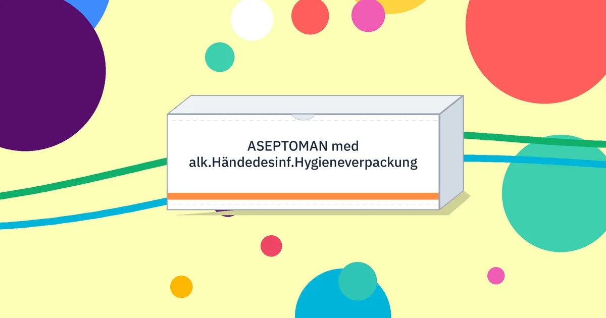 Symbolbild: Packung mit der Aufschrift ASEPTOMAN med alk.Händedesinf.Hygieneverpackung (PZN 14307340) – Verfügbarkeit und Bezug in Apotheken in Frankfurt am Main