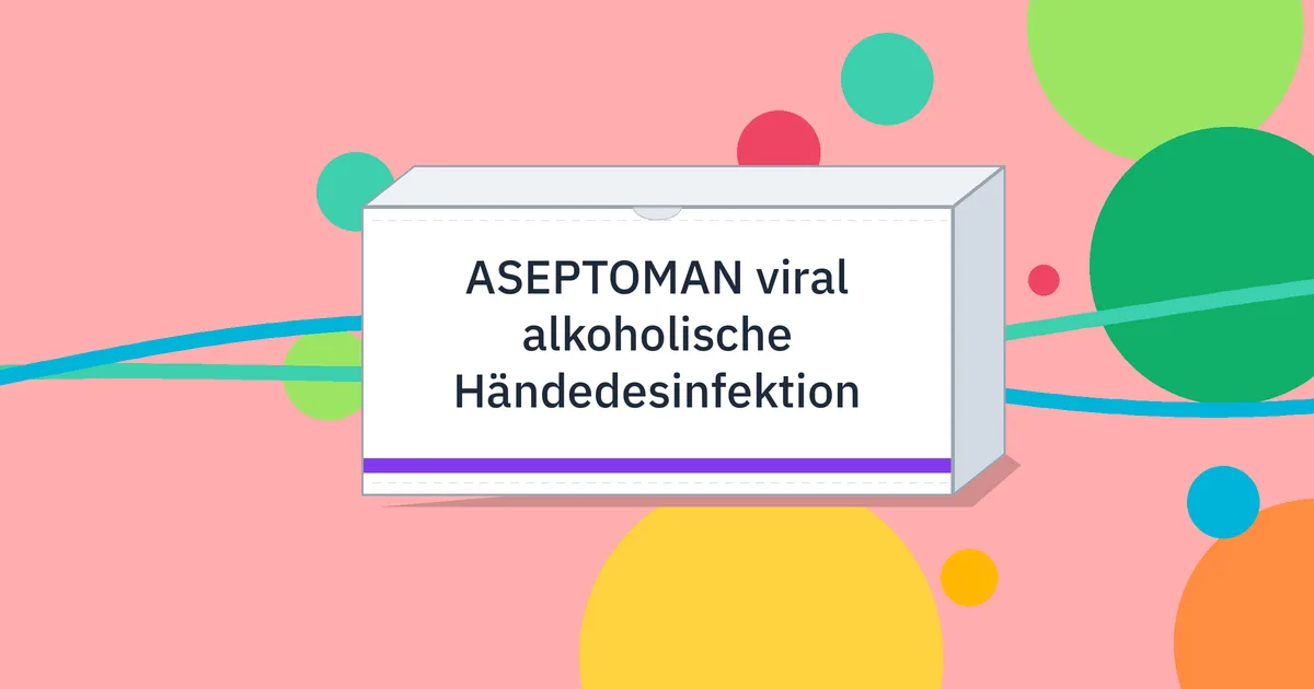 Symbolbild: Packung mit der Aufschrift ASEPTOMAN viral alkoholische Händedesinfektion (PZN 16824602) – Verfügbarkeit und Bezug in Apotheken in Frankfurt am Main
