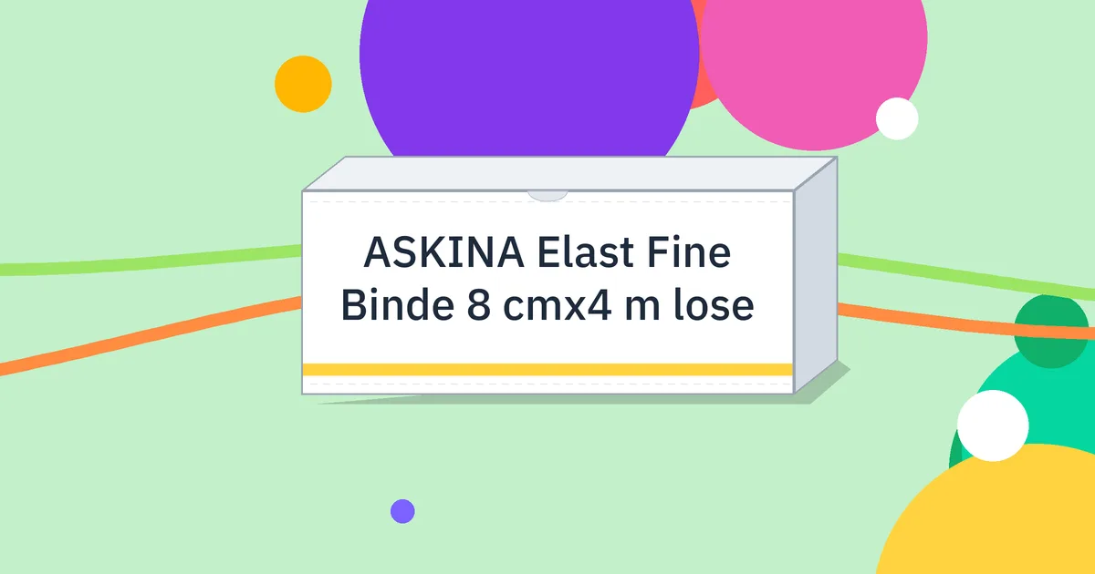 Symbolbild: Packung mit der Aufschrift ASKINA Elast Fine Binde 8 cmx4 m lose (PZN 06338697) – Verfügbarkeit und Bezug in Apotheken in Frankfurt am Main