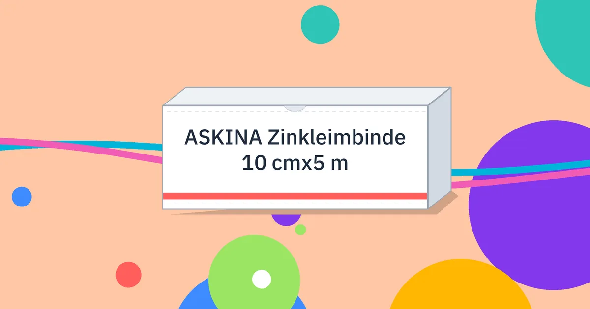 Symbolbild: Packung mit der Aufschrift ASKINA Zinkleimbinde 10 cmx5 m (PZN 16001757) – Verfügbarkeit und Bezug in Apotheken in Frankfurt am Main