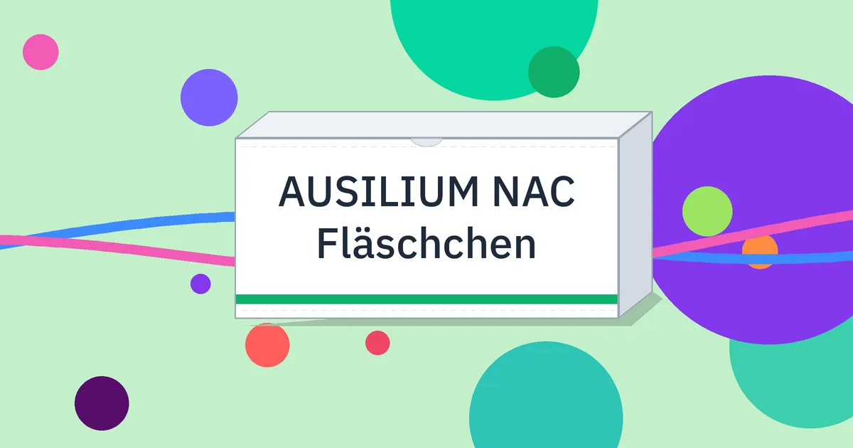 Symbolbild: Packung mit der Aufschrift AUSILIUM NAC Fläschchen (PZN 19441623) – Verfügbarkeit und Bezug in Apotheken in Frankfurt am Main