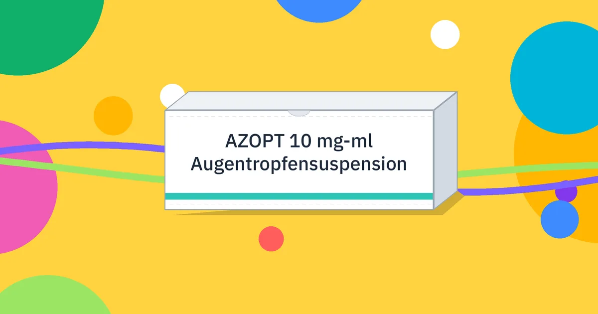 Symbolbild: Packung mit der Aufschrift AZOPT 10 mg-ml Augentropfensuspension (PZN 00587666) – Verfügbarkeit und Bezug in Apotheken in Frankfurt am Main