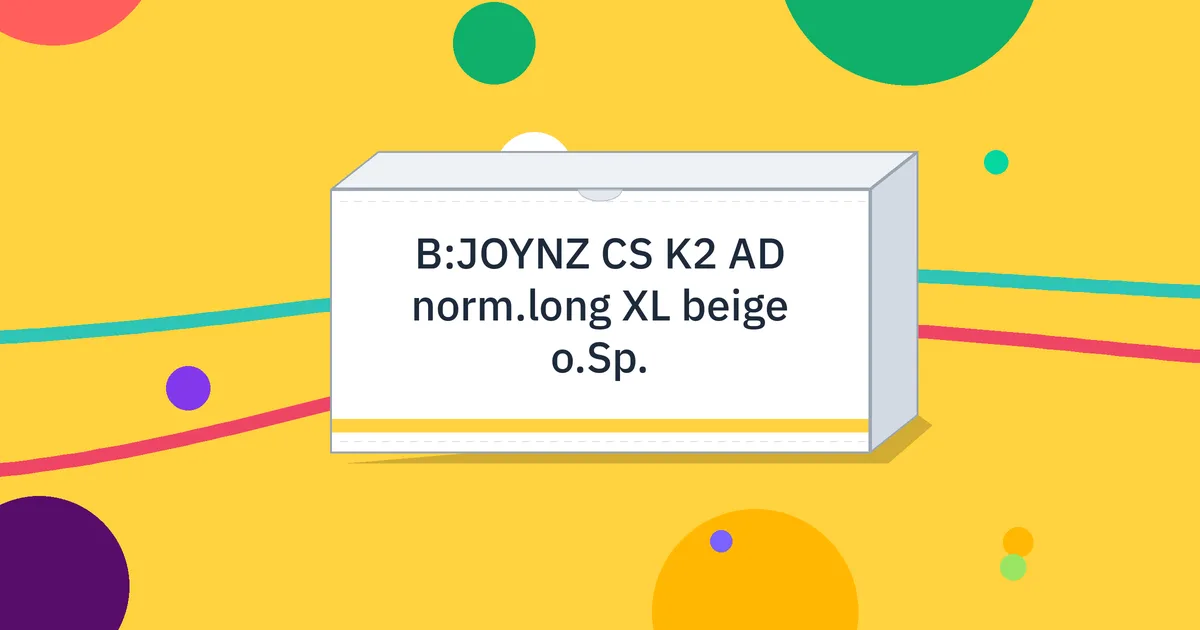 Symbolbild: Packung mit der Aufschrift B:JOYNZ CS K2 AD norm.long XL beige o.Sp. (PZN 20528967) – Verfügbarkeit und Bezug in Apotheken in Frankfurt am Main