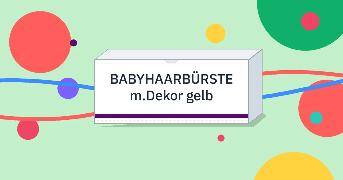 Symbolbild: Packung mit der Aufschrift BABYHAARBÜRSTE m.Dekor gelb (PZN 01724579) – Verfügbarkeit und Bezug in Apotheken in Frankfurt am Main