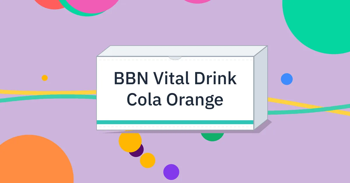 Symbolbild: Packung mit der Aufschrift BBN Vital Drink Cola Orange (PZN 19739653) – Verfügbarkeit und Bezug in Apotheken in Frankfurt am Main