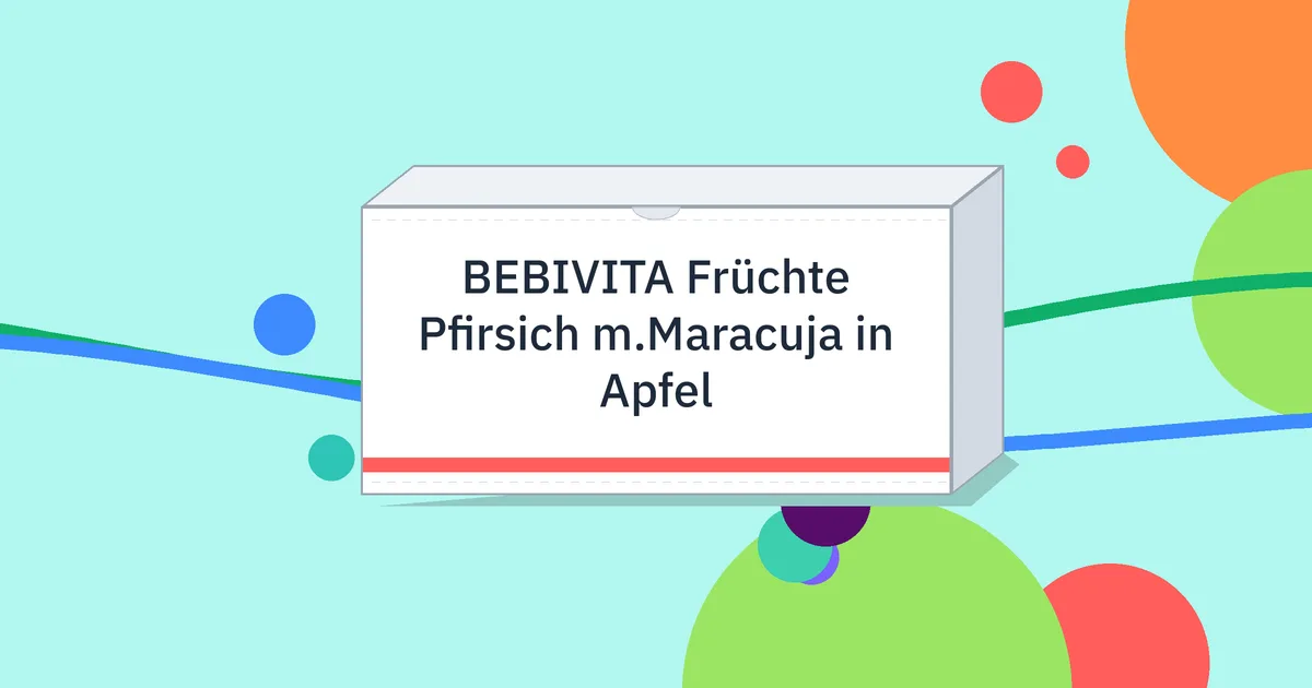 Symbolbild: Packung mit der Aufschrift BEBIVITA Früchte Pfirsich m.Maracuja in Apfel (PZN 16790435) – Verfügbarkeit und Bezug in Apotheken in Frankfurt am Main