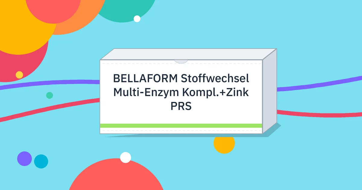 Symbolbild: Packung mit der Aufschrift BELLAFORM Stoffwechsel Multi-Enzym Kompl.+Zink PRS (PZN 17849627) – Verfügbarkeit und Bezug in Apotheken in Frankfurt am Main
