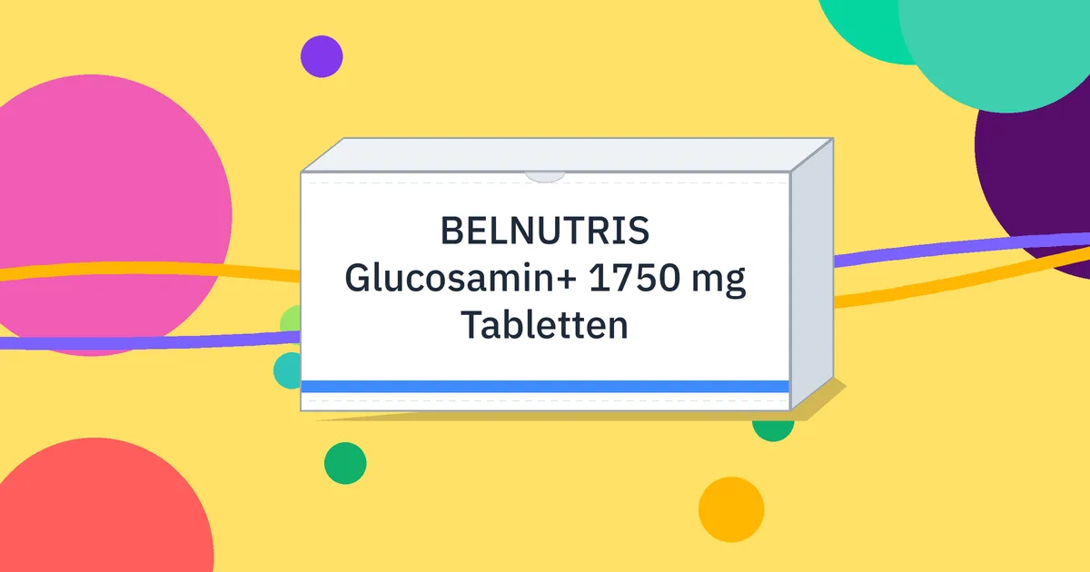 Symbolbild: Packung mit der Aufschrift BELNUTRIS Glucosamin+ 1750 mg Tabletten (PZN 19730304) – Verfügbarkeit und Bezug in Apotheken in Frankfurt am Main