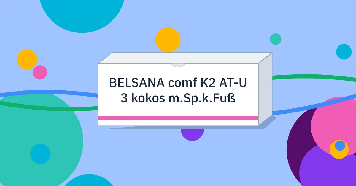 Symbolbild: Packung mit der Aufschrift BELSANA comf K2 AT-U 3 kokos m.Sp.k.Fuß (PZN 12333735) – Verfügbarkeit und Bezug in Apotheken in Frankfurt am Main