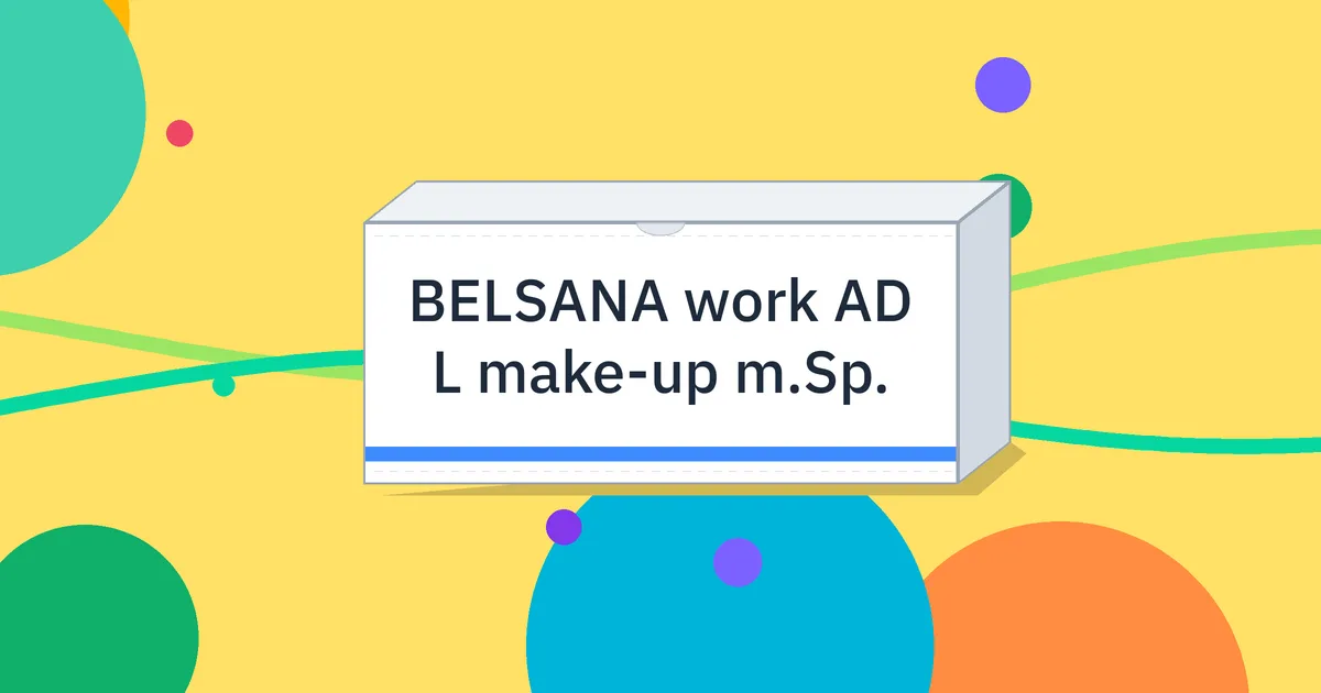 Symbolbild: Packung mit der Aufschrift BELSANA work AD L make-up m.Sp. (PZN 16219835) – Verfügbarkeit und Bezug in Apotheken in Frankfurt am Main
