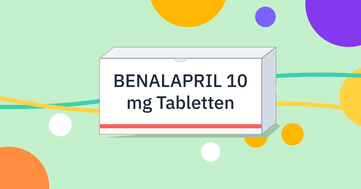 Symbolbild: Packung mit der Aufschrift BENALAPRIL 10 mg Tabletten (PZN 04274384) – Verfügbarkeit und Bezug in Apotheken in Frankfurt am Main