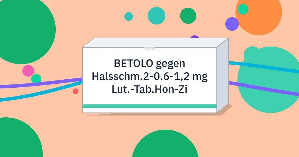 Symbolbild: Packung mit der Aufschrift BETOLO gegen Halsschm.2-0.6-1,2 mg Lut.-Tab.Hon-Zi (PZN 18489208) – Verfügbarkeit und Bezug in Apotheken in Frankfurt am Main
