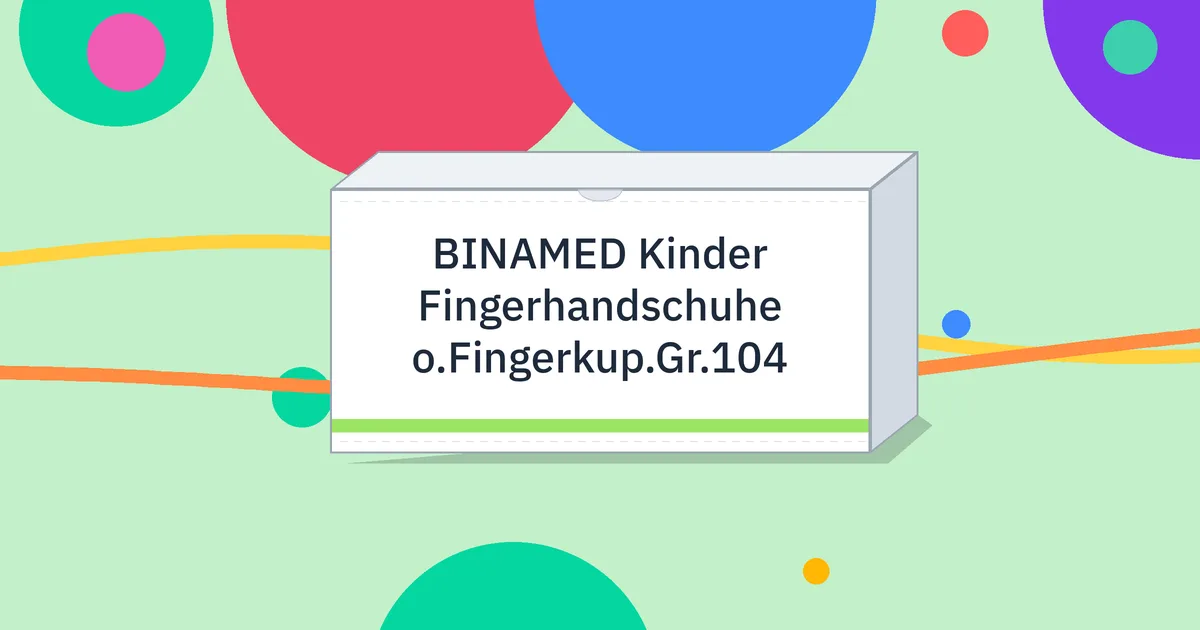 Symbolbild: Packung mit der Aufschrift BINAMED Kinder Fingerhandschuhe o.Fingerkup.Gr.104 (PZN 05379116) – Verfügbarkeit und Bezug in Apotheken in Frankfurt am Main