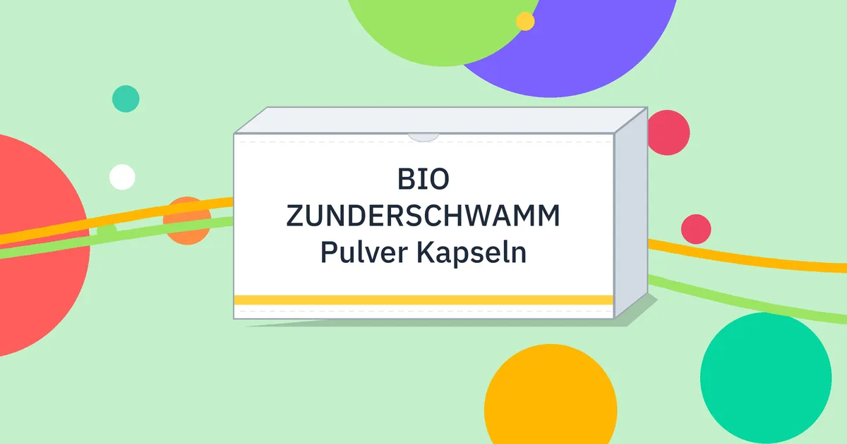 Symbolbild: Packung mit der Aufschrift BIO ZUNDERSCHWAMM Pulver Kapseln (PZN 19891728) – Verfügbarkeit und Bezug in Apotheken in Frankfurt am Main