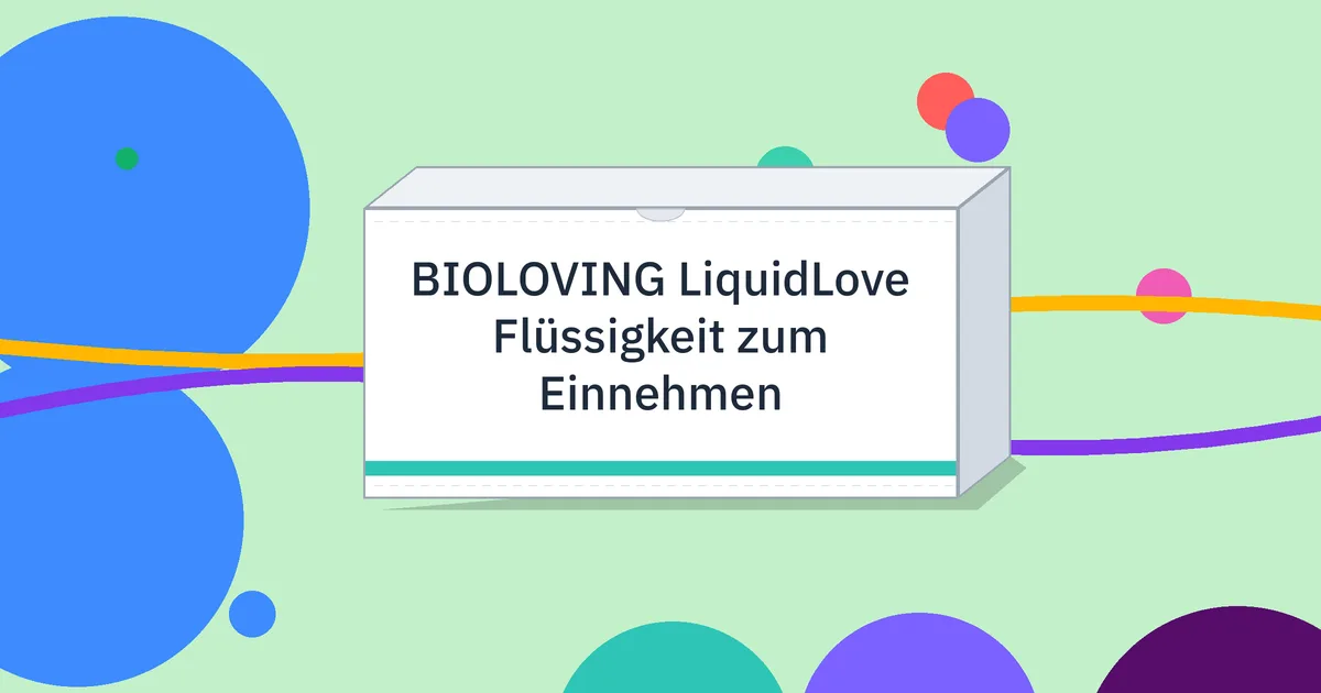 Symbolbild: Packung mit der Aufschrift BIOLOVING LiquidLove Flüssigkeit zum Einnehmen (PZN 16863424) – Verfügbarkeit und Bezug in Apotheken in Frankfurt am Main