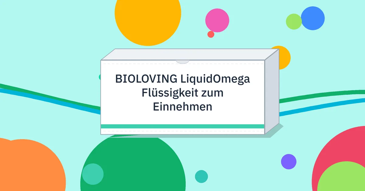 Symbolbild: Packung mit der Aufschrift BIOLOVING LiquidOmega Flüssigkeit zum Einnehmen (PZN 17670288) – Verfügbarkeit und Bezug in Apotheken in Frankfurt am Main