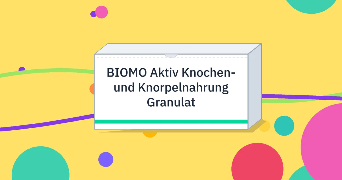 Symbolbild: Packung mit der Aufschrift BIOMO Aktiv Knochen- und Knorpelnahrung Granulat (PZN 10252010) – Verfügbarkeit und Bezug in Apotheken in Frankfurt am Main