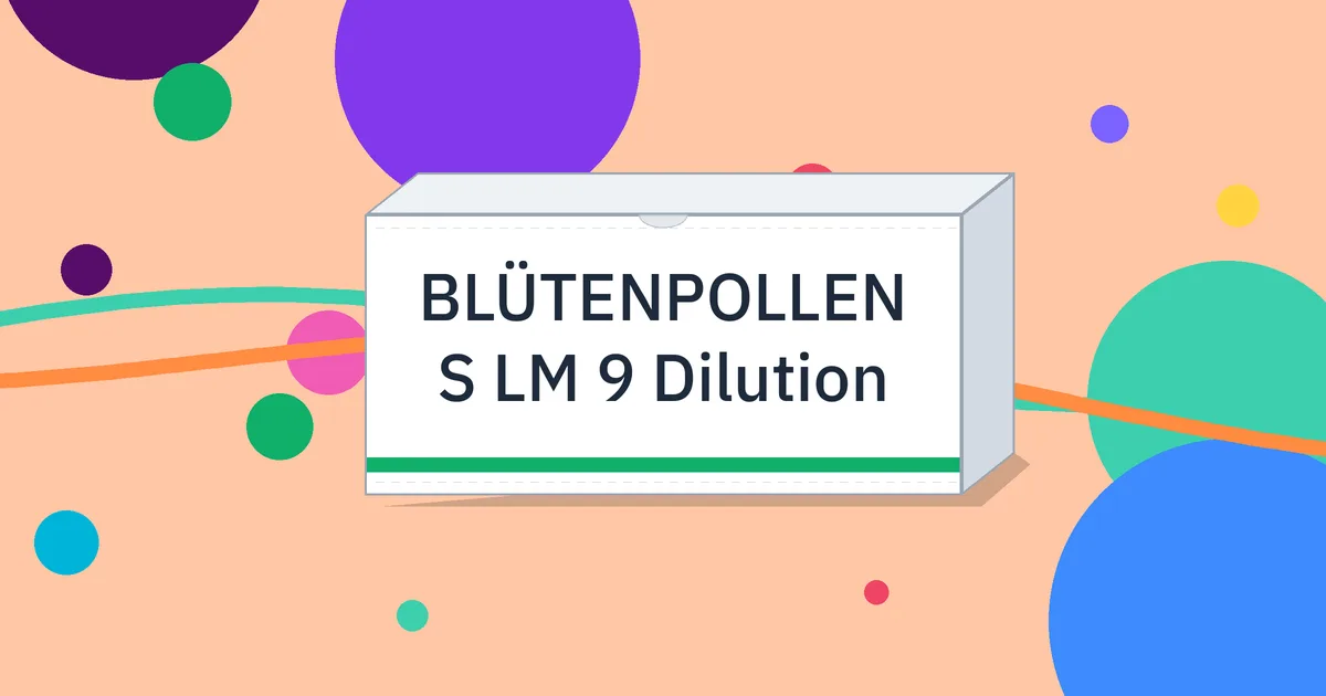 Symbolbild: Packung mit der Aufschrift BLÜTENPOLLEN S LM 9 Dilution (PZN 12795157) – Verfügbarkeit und Bezug in Apotheken in Frankfurt am Main