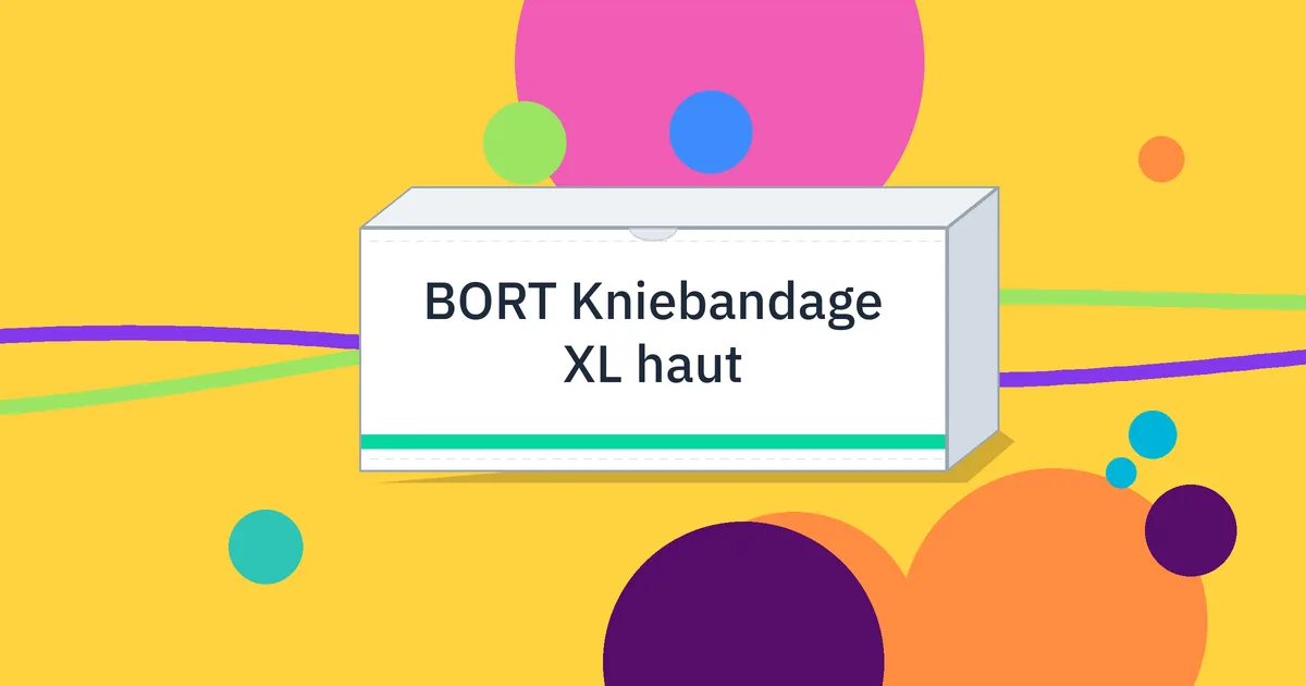 Symbolbild: Packung mit der Aufschrift BORT Kniebandage XL haut (PZN 00332937) – Verfügbarkeit und Bezug in Apotheken in Frankfurt am Main
