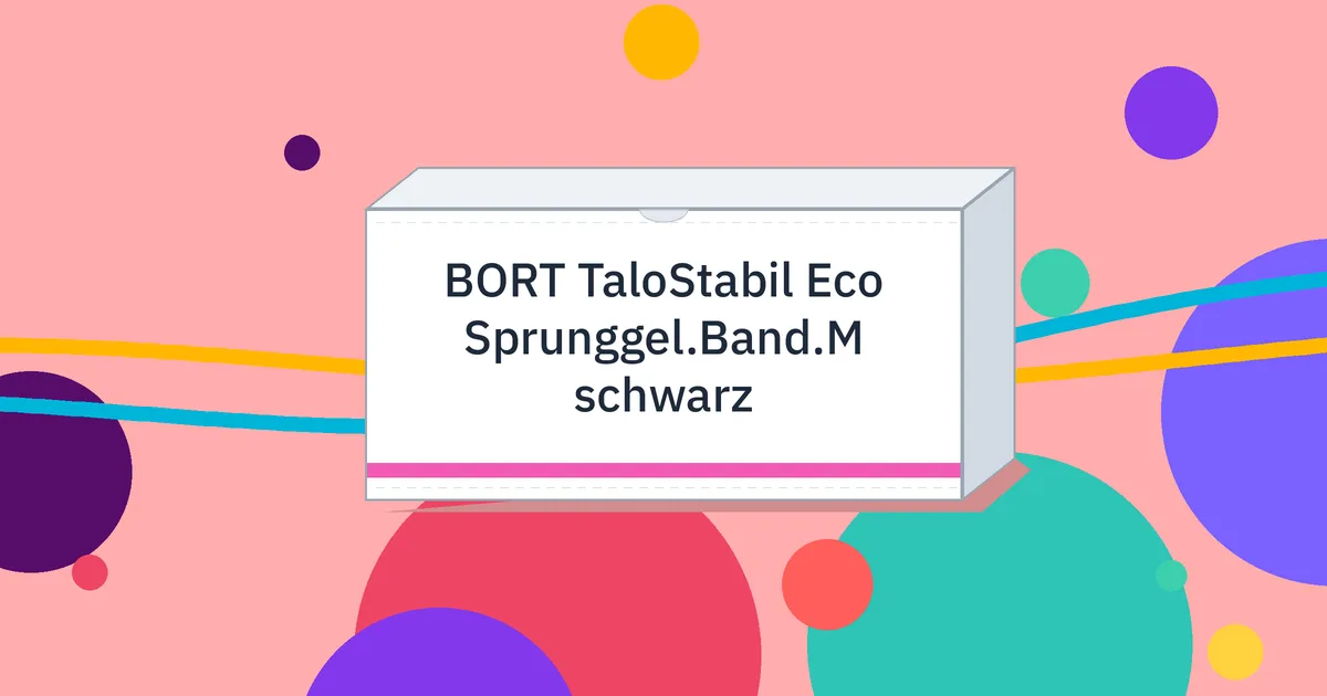 Symbolbild: Packung mit der Aufschrift BORT TaloStabil Eco Sprunggel.Band.M schwarz (PZN 09444342) – Verfügbarkeit und Bezug in Apotheken in Frankfurt am Main