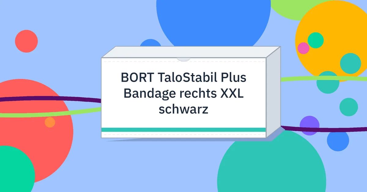 Symbolbild: Packung mit der Aufschrift BORT TaloStabil Plus Bandage rechts XXL schwarz (PZN 17842832) – Verfügbarkeit und Bezug in Apotheken in Frankfurt am Main