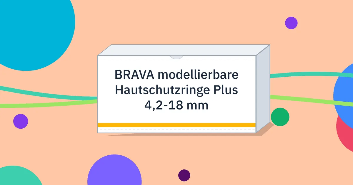 Symbolbild: Packung mit der Aufschrift BRAVA modellierbare Hautschutzringe Plus 4,2-18 mm (PZN 15564323) – Verfügbarkeit und Bezug in Apotheken in Frankfurt am Main