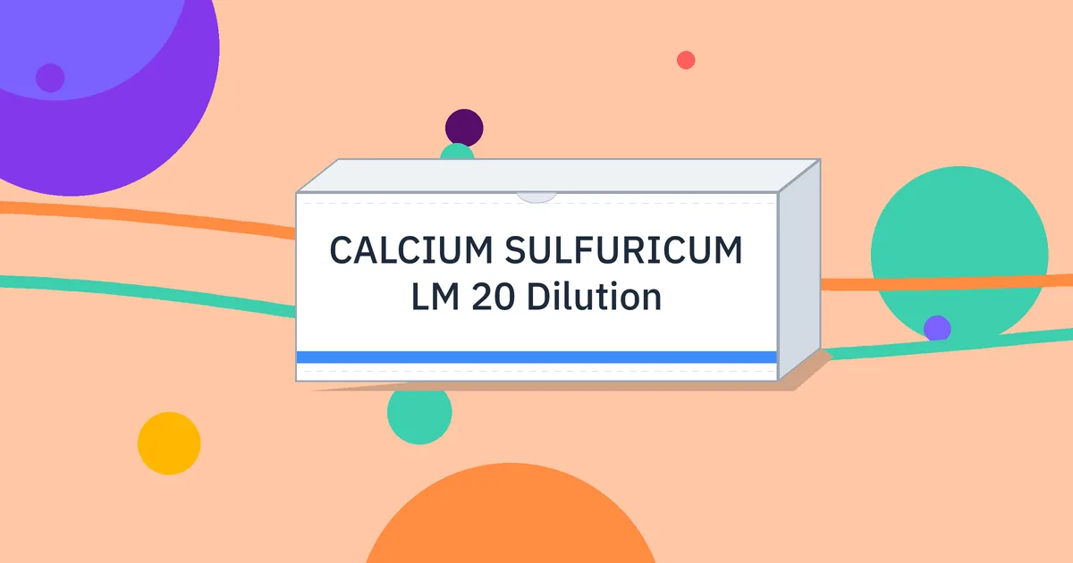 Symbolbild: Packung mit der Aufschrift CALCIUM SULFURICUM LM 20 Dilution (PZN 12807044) – Verfügbarkeit und Bezug in Apotheken in Frankfurt am Main
