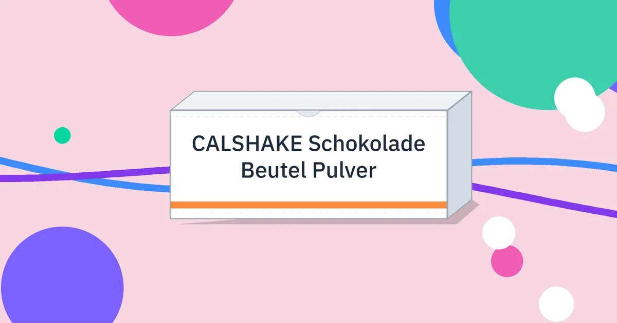 Symbolbild: Packung mit der Aufschrift CALSHAKE Schokolade Beutel Pulver (PZN 01646833) – Verfügbarkeit und Bezug in Apotheken in Frankfurt am Main