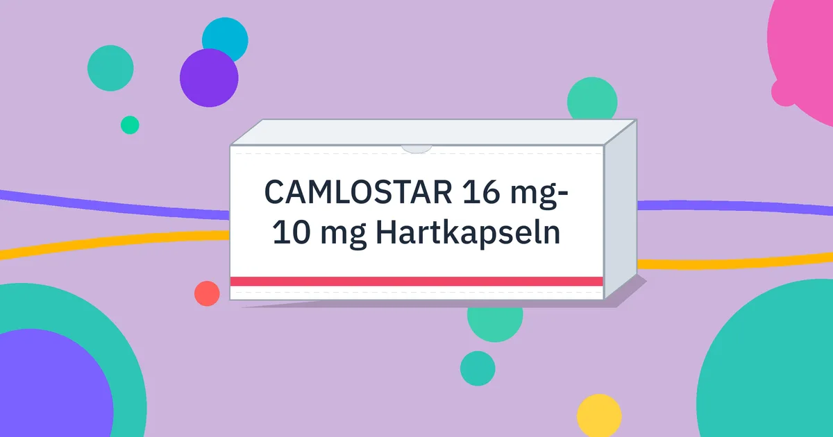 Symbolbild: Packung mit der Aufschrift CAMLOSTAR 16 mg-10 mg Hartkapseln (PZN 18841421) – Verfügbarkeit und Bezug in Apotheken in Frankfurt am Main