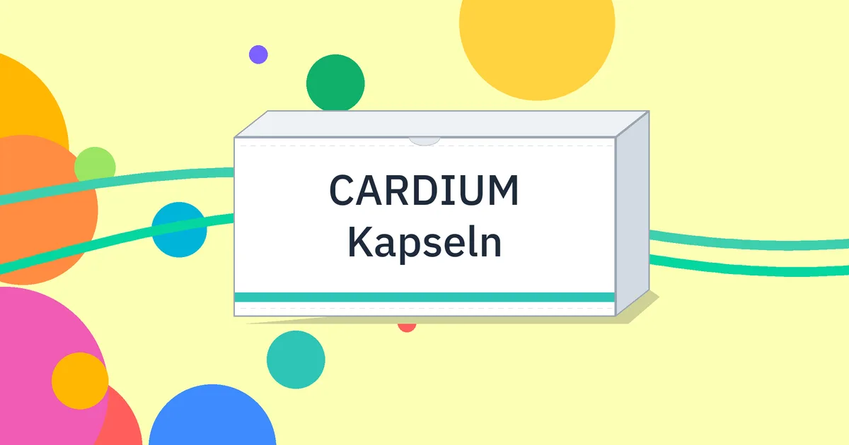 Symbolbild: Packung mit der Aufschrift CARDIUM Kapseln (PZN 19469544) – Verfügbarkeit und Bezug in Apotheken in Frankfurt am Main
