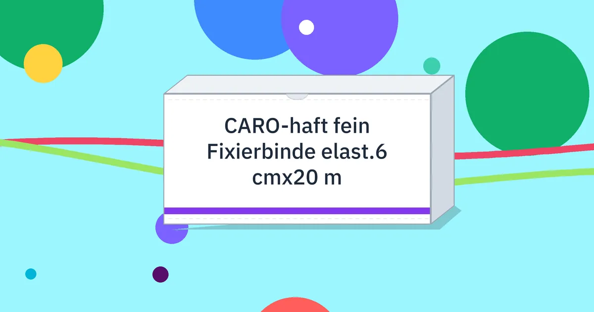 Symbolbild: Packung mit der Aufschrift CARO-haft fein Fixierbinde elast.6 cmx20 m (PZN 11670293) – Verfügbarkeit und Bezug in Apotheken in Frankfurt am Main