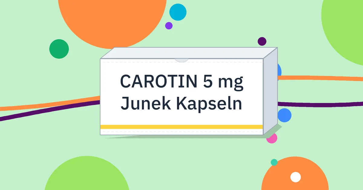 Symbolbild: Packung mit der Aufschrift CAROTIN 5 mg Junek Kapseln (PZN 07088251) – Verfügbarkeit und Bezug in Apotheken in Frankfurt am Main