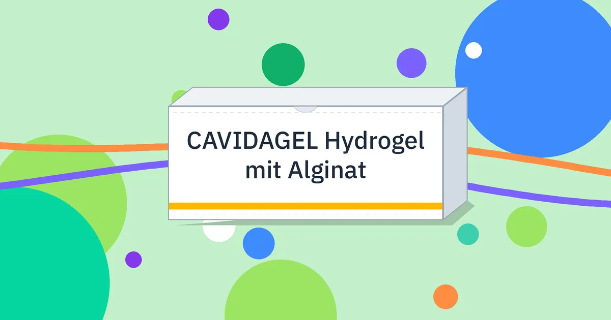 Symbolbild: Packung mit der Aufschrift CAVIDAGEL Hydrogel mit Alginat (PZN 12897604) – Verfügbarkeit und Bezug in Apotheken in Frankfurt am Main