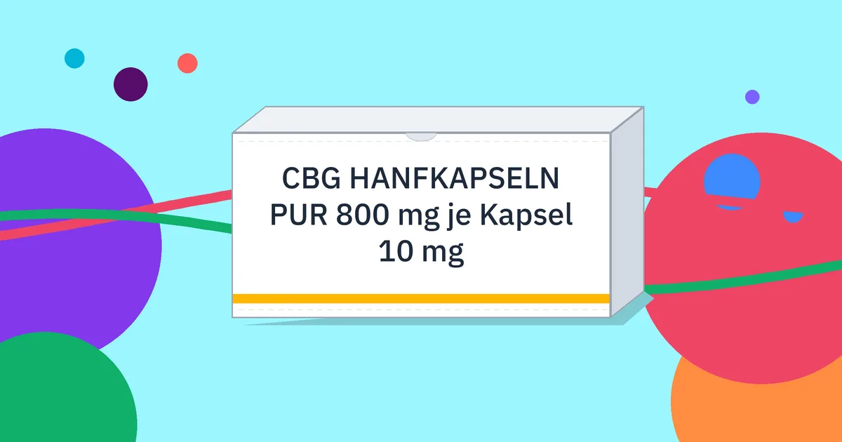 Symbolbild: Packung mit der Aufschrift CBG HANFKAPSELN PUR 800 mg je Kapsel 10 mg (PZN 15615598) – Verfügbarkeit und Bezug in Apotheken in Frankfurt am Main