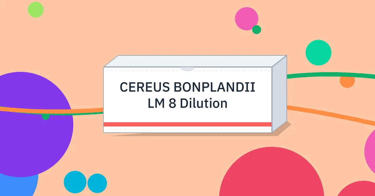 Symbolbild: Packung mit der Aufschrift CEREUS BONPLANDII LM 8 Dilution (PZN 13437069) – Verfügbarkeit und Bezug in Apotheken in Frankfurt am Main
