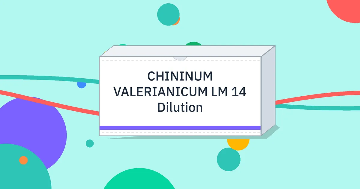 Symbolbild: Packung mit der Aufschrift CHININUM VALERIANICUM LM 14 Dilution (PZN 13442739) – Verfügbarkeit und Bezug in Apotheken in Frankfurt am Main