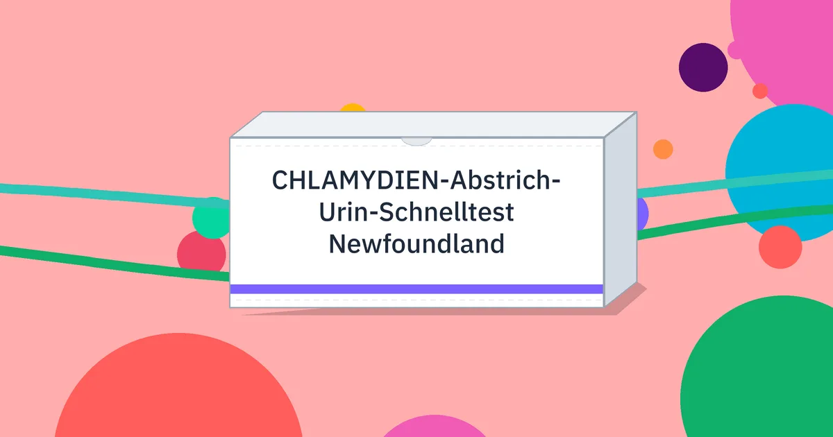 Symbolbild: Packung mit der Aufschrift CHLAMYDIEN-Abstrich-Urin-Schnelltest Newfoundland (PZN 18757301) – Verfügbarkeit und Bezug in Apotheken in Frankfurt am Main