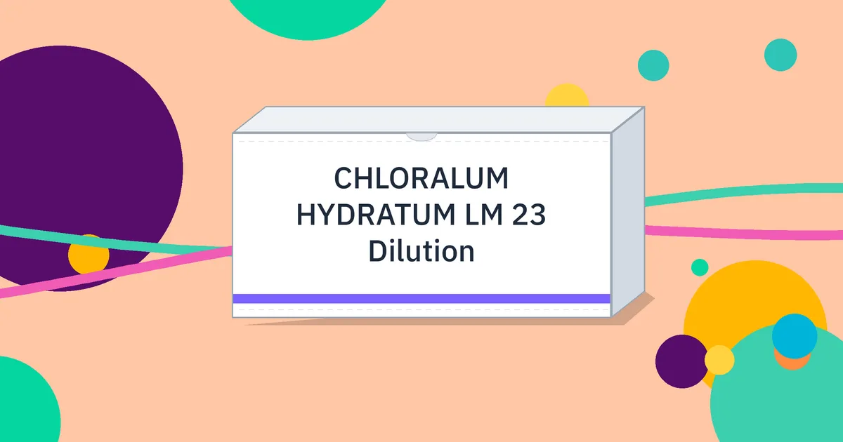 Symbolbild: Packung mit der Aufschrift CHLORALUM HYDRATUM LM 23 Dilution (PZN 13444218) – Verfügbarkeit und Bezug in Apotheken in Frankfurt am Main
