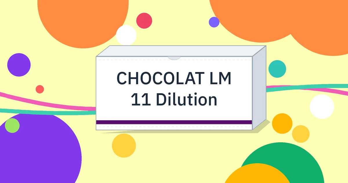 Symbolbild: Packung mit der Aufschrift CHOCOLAT LM 11 Dilution (PZN 12816882) – Verfügbarkeit und Bezug in Apotheken in Frankfurt am Main