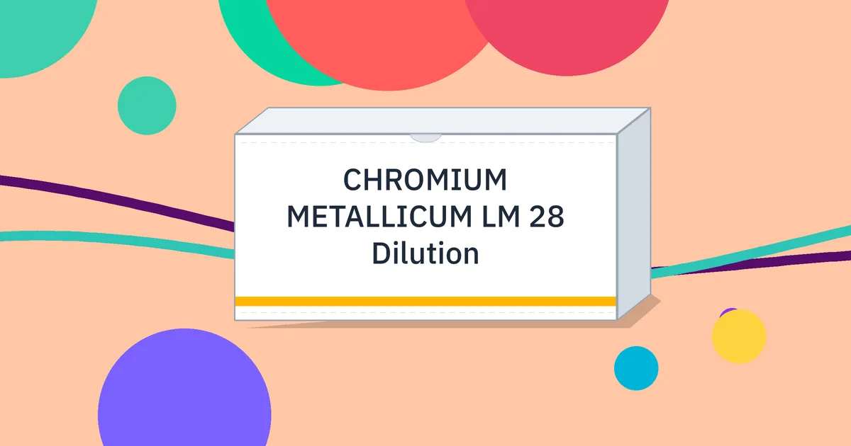 Symbolbild: Packung mit der Aufschrift CHROMIUM METALLICUM LM 28 Dilution (PZN 12817999) – Verfügbarkeit und Bezug in Apotheken in Frankfurt am Main