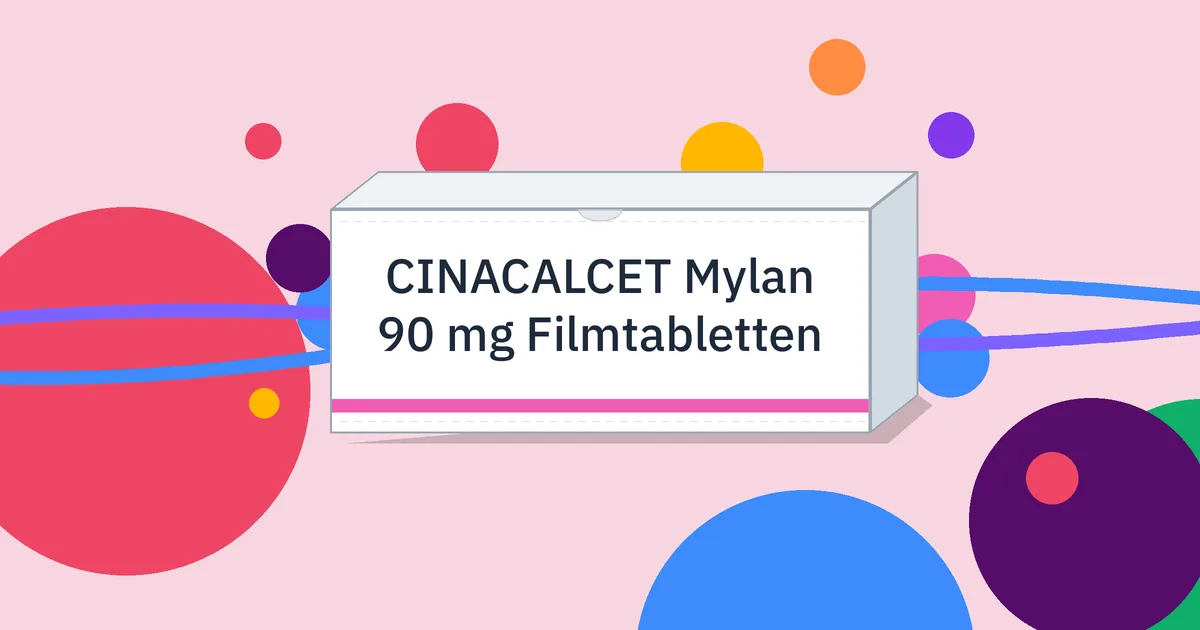 Symbolbild: Packung mit der Aufschrift CINACALCET Mylan 90 mg Filmtabletten (PZN 16036744) – Verfügbarkeit und Bezug in Apotheken in Frankfurt am Main