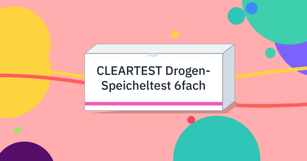 Symbolbild: Packung mit der Aufschrift CLEARTEST Drogen-Speicheltest 6fach (PZN 10628828) – Verfügbarkeit und Bezug in Apotheken in Frankfurt am Main