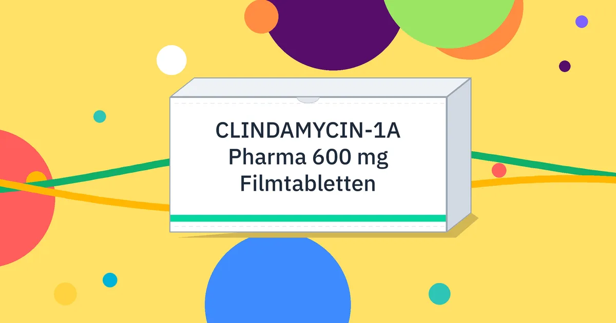 Symbolbild: Packung mit der Aufschrift CLINDAMYCIN-1A Pharma 600 mg Filmtabletten (PZN 01624524) – Verfügbarkeit und Bezug in Apotheken in Frankfurt am Main