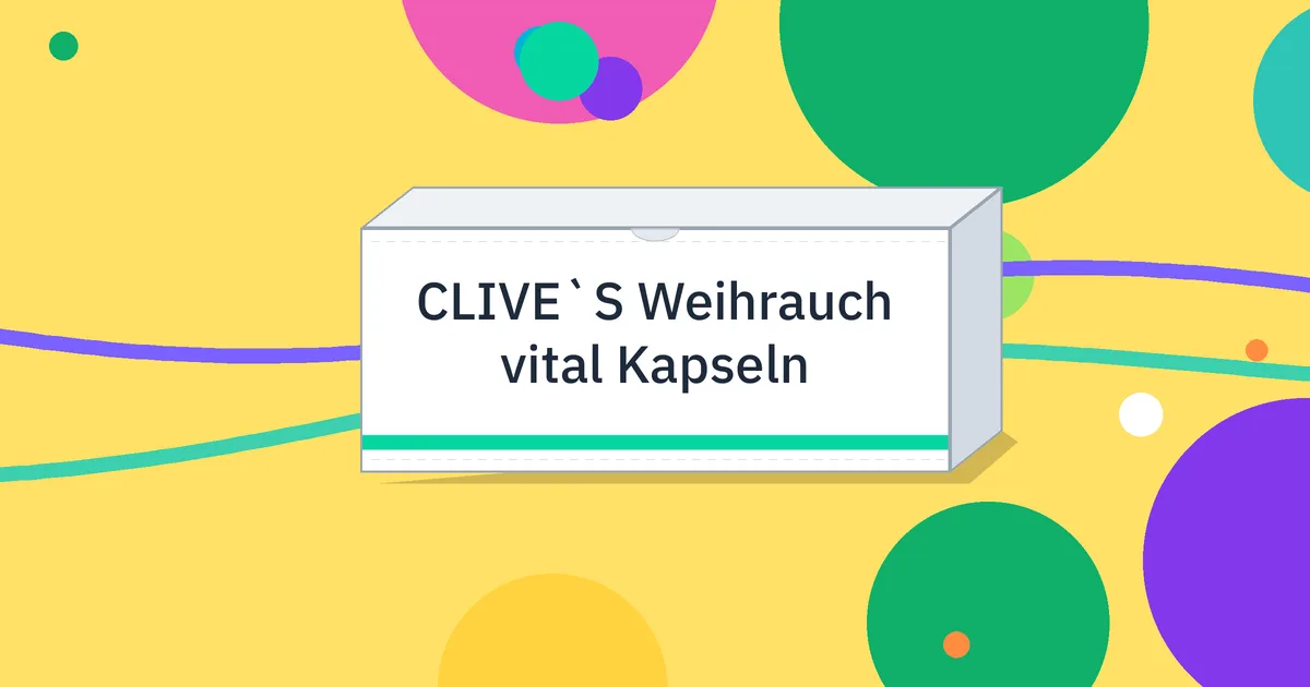Symbolbild: Packung mit der Aufschrift CLIVE`S Weihrauch vital Kapseln (PZN 13565904) – Verfügbarkeit und Bezug in Apotheken in Frankfurt am Main